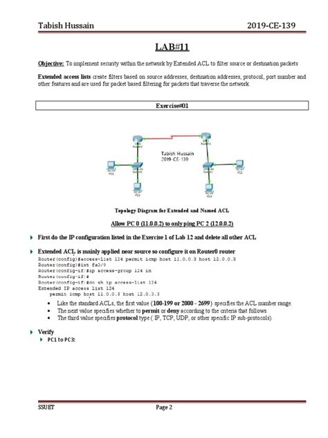 Lab11 Extended Acl Ccn Pdf Internet Protocol Suite Internet