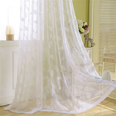 Wispy Woodland White Embroidered Sheer Curtain