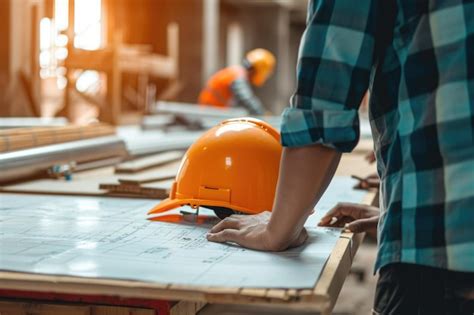Premium Photo A Person Wearing A Hard Hat Stands Confidently In Front