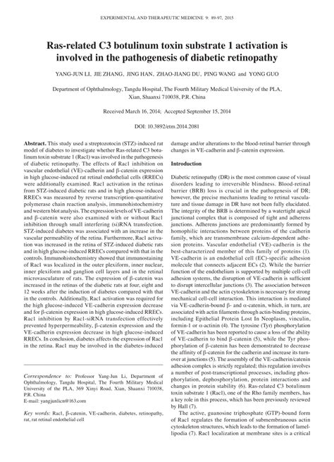 Pdf Ras Related C3 Botulinum Toxin Substrate 1 Activation Is Involved In The Pathogenesis Of
