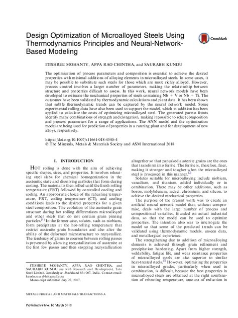 Pdf Design Optimization Of Microalloyed Steels Using Thermodynamics