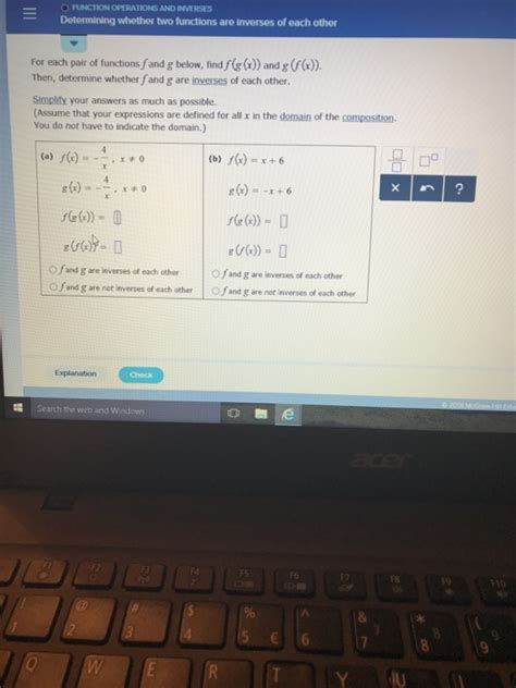 Solved Function Operations And Inverses Determining Whether