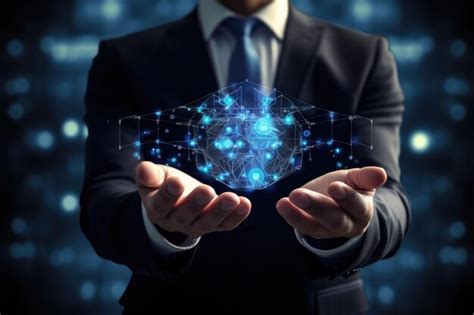 Premium Ai Image Businessman Holding Digital Human Brain In His Hands