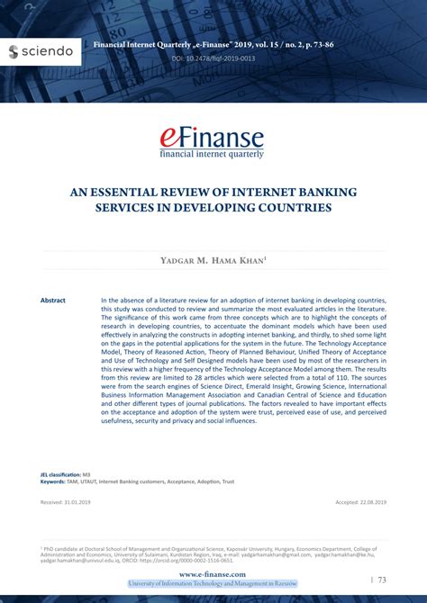Pdf An Essential Review Of Internet Banking Services In Developing Countries