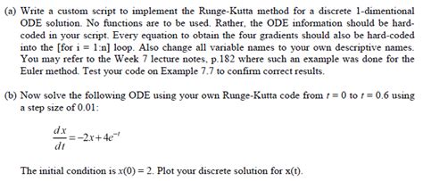 Solved 763 Matlab Implementation Of Runge Kutta Methods