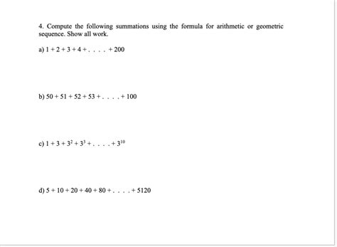 Solved 4 Compute The Following Summations Using The Formula