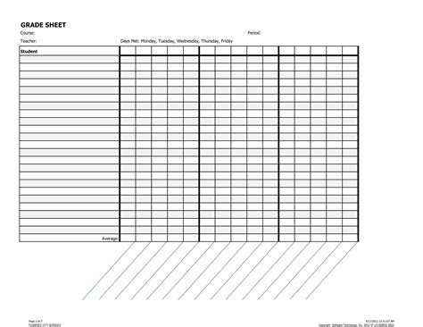 Printable Gradebook Sheets