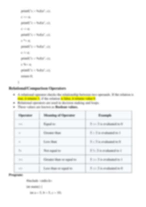 Solution Operators In C Studypool