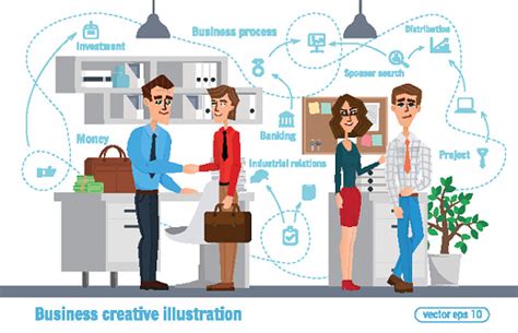 비즈니스 크리에이티브 일러스트레이션 여자 남자 사업가 캐릭터 사무실 노동자 전문 재미에 대한 스톡 벡터 아트 및 기타 이미지 재미 채용 감독 Istock