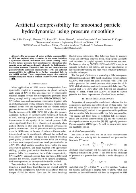 PDF Artificial Compressibility For Smoothed Particle Hydrodynamics