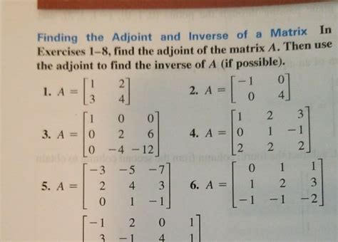 solved finding the adjoint and inverse of a matrix in