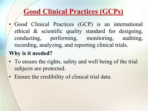 Ich Gcp Guidelines For Conduct Of Trial Pptx