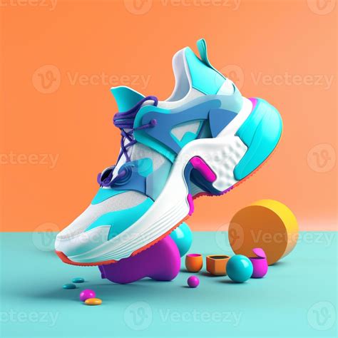 Sports Shoes In Trending Color Palette For Advertising With 23294086