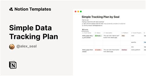 Simple Data Tracking Plan Template Notion Marketplace