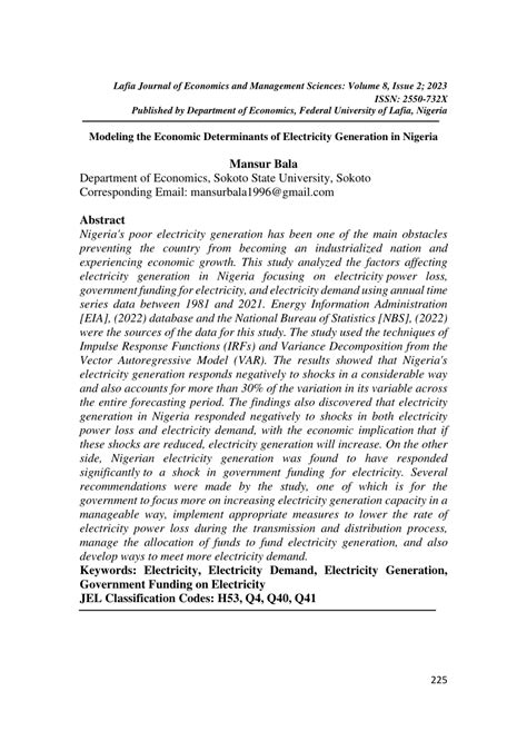 Pdf Modeling The Economic Determinants Of Electricity Generation In
