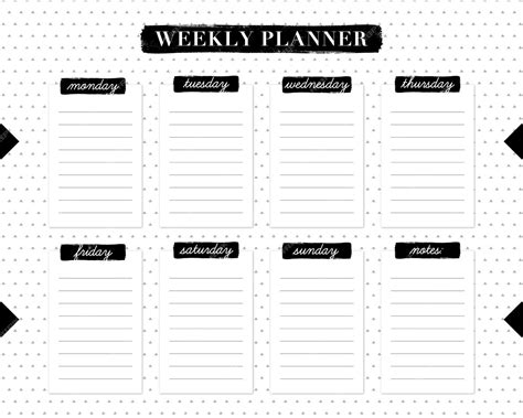 Planejador Semanal Elegante Preto E Branco Vetor Grátis