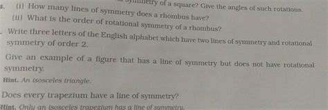4 I How Many Lines Of Symmetry Does A Square Give The Angles Of Such