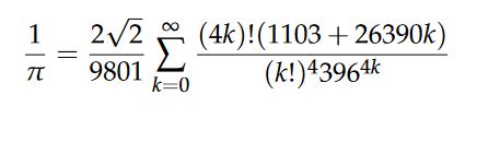 Python X Estimating Value Of Pi Using Ramajunam Equation Returning Wrong Value When