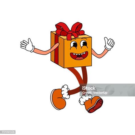 선물 상자 만화 재미있는 복고풍 만화 크리스마스 캐릭터 장갑 낀 손 0명에 대한 스톡 벡터 아트 및 기타 이미지 0명 1위