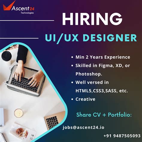 Hiring Ui Ux Designer Ux Design Ui Ux Design Hiring Poster