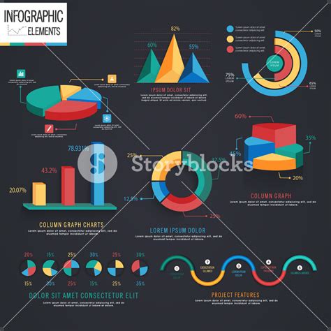 Creative Colorful Infographic Elements Including Various Statistical Graphs And Charts For