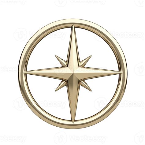 Golden Compass Rose Symbol With Star Design Is Depicted Featuring