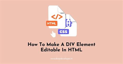 How To Make A DIV Element Editable In HTML