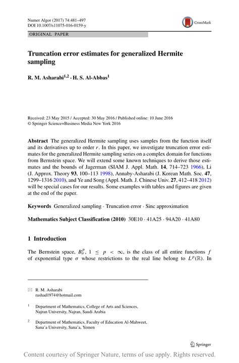 Truncation Error Estimates For Generalized Hermite Sampling Request Pdf