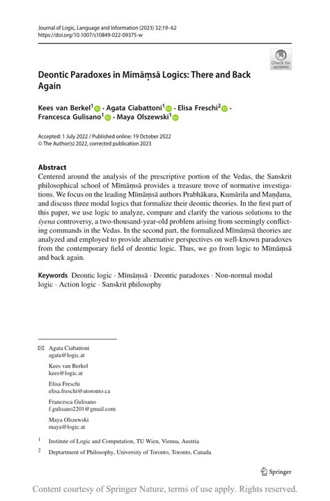 pdf deontic paradoxes in mīmāṃsā logics there and back again