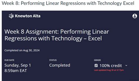 Math225n Week 8 Performing Linear Regressions With Technology Excel Nurse Iq