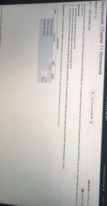 Solved Homework Chapter 11 Score 0 Of 1 Pt E11 19a