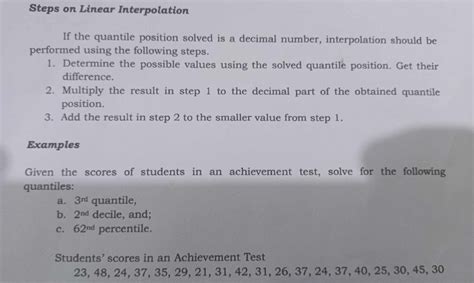 solved steps on linear interpolation if the quantile position solved