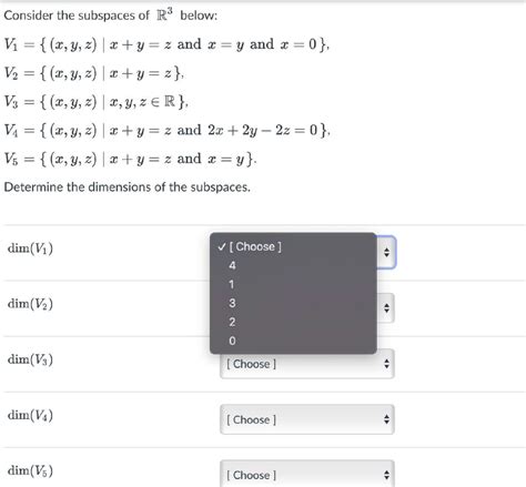 solved consider the subspaces of r3 ﻿below v1 { x y z x y z