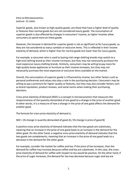 Intro To Microeconomics Lecture 15 Notes 1 Intro To Microeconomics Lecture 15 Notes