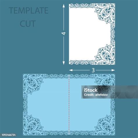 가장자리에 장식 테두리 서식 파일 인사말 축 하 카드입니다 결혼식 초대 레이저 컷 종이 카드 3과 4의 가로 세로비 레이스 가장자리를 밖으로 절단 벡터입니다 0명에 대한