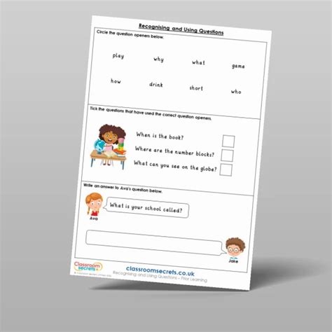 Year 1 Recognising And Using Questions Prior Learning Resource Classroom Secrets