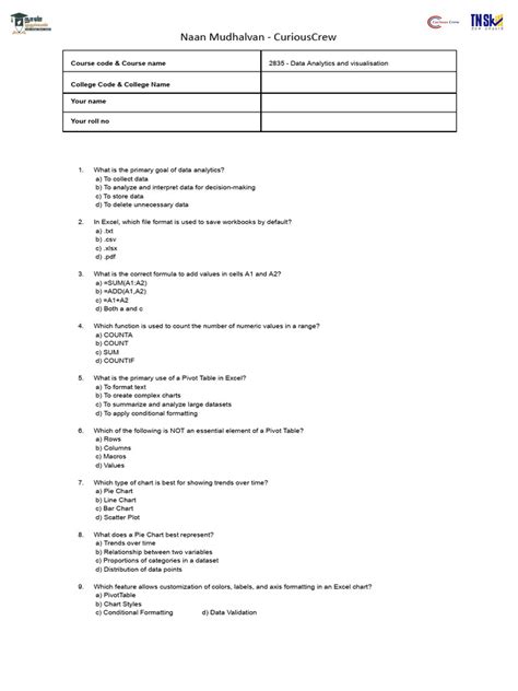 Assessment Data Analytics And Visualization Pdf Microsoft Excel Sql