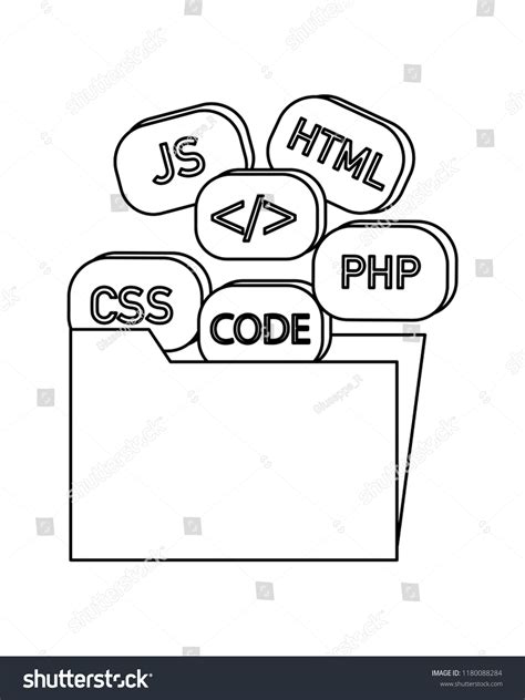 Outline Folder File Programming Code Technology Stock Vector Royalty
