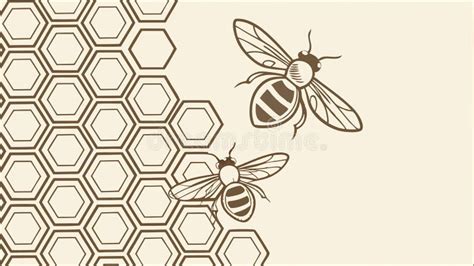 Bees And Honeycomb Pattern Natural Honeycomb Structure Organic Honey Design Vector Design