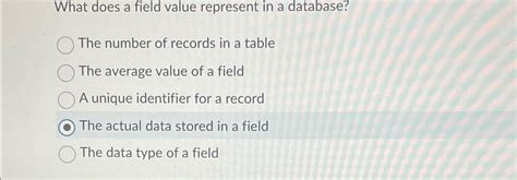Solved What Does A Field Value Represent In A Databasethe