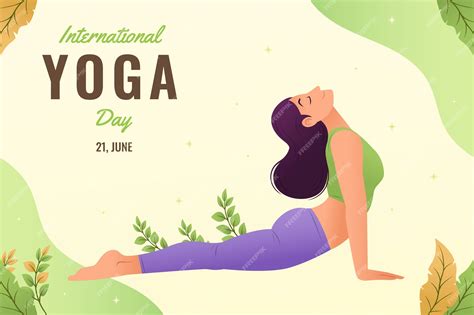 国際ヨガデーのお祝いのグラデーション背景 無料のベクター