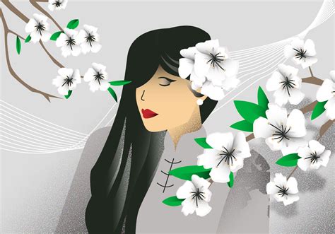 White Dogwood Flower Girl Background Vector Illustration 157521 Vector