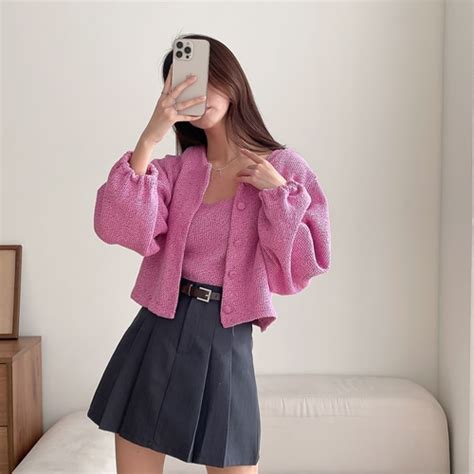 벌룬 크롭 가디건 나시 Set 플러리싱