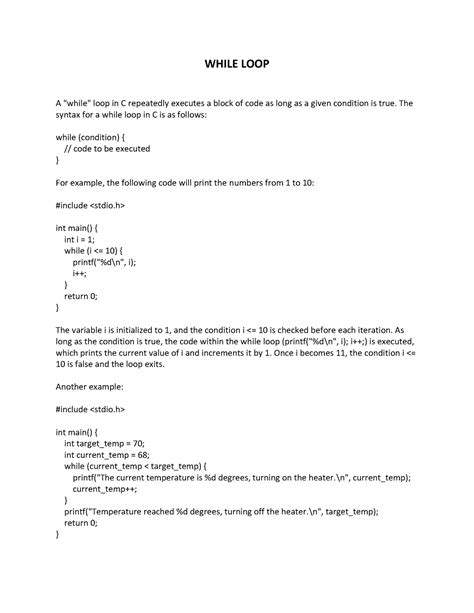 While Loop Explained WHILE LOOP A While Loop In C Repeatedly