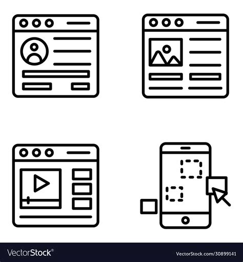 Web Wireframe Line Pack Royalty Free Vector Image