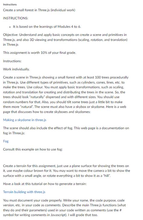 Solved InstructionsCreate A Small Forest In Three Js Chegg