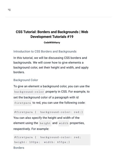 solution css tutorial borders and backgrounds web development