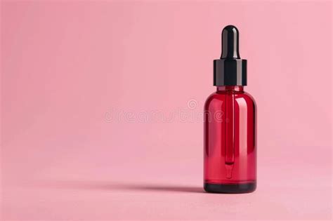 Red Glass Dropper Bottle On Pink Background Stock Illustration Illustration Of Essential Face