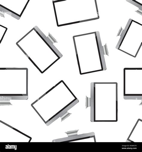 Desktop Computer Monitor Seamless Pattern Background Business Flat Vector Illustration