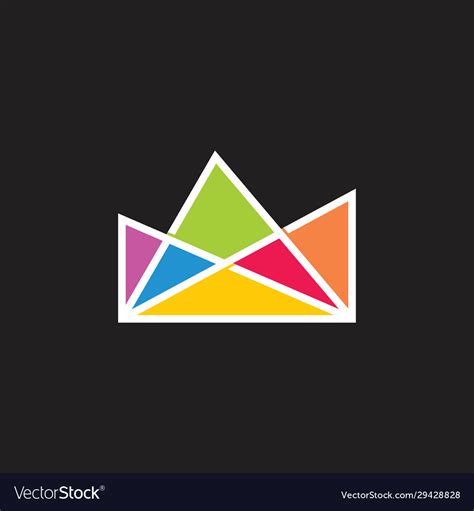 Crown Linked Triangles Thin Lines Art Logo Vector Image